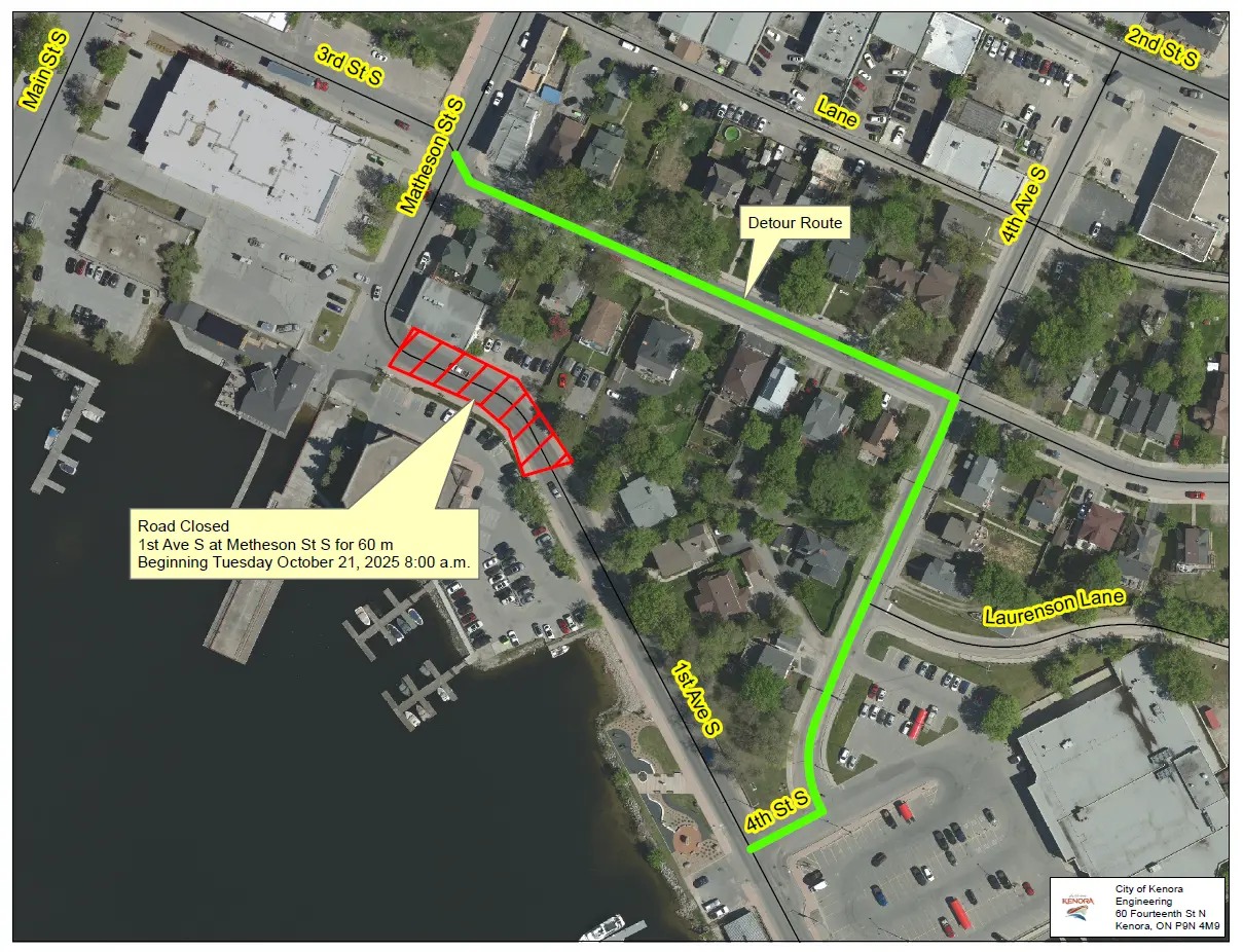 First Avenue South at Matheson Street South Road Closure | City of Kenora